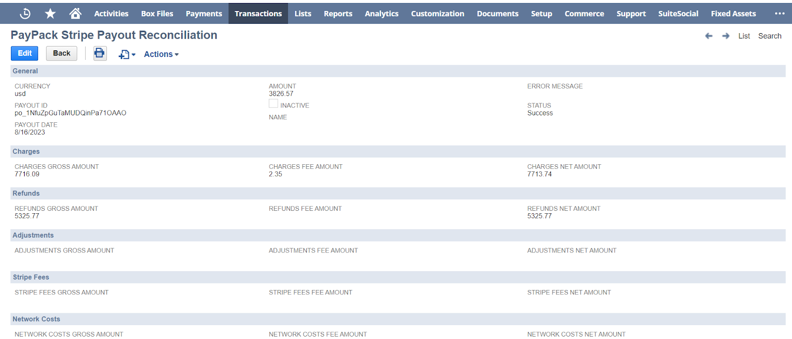 Payout Reconciliation